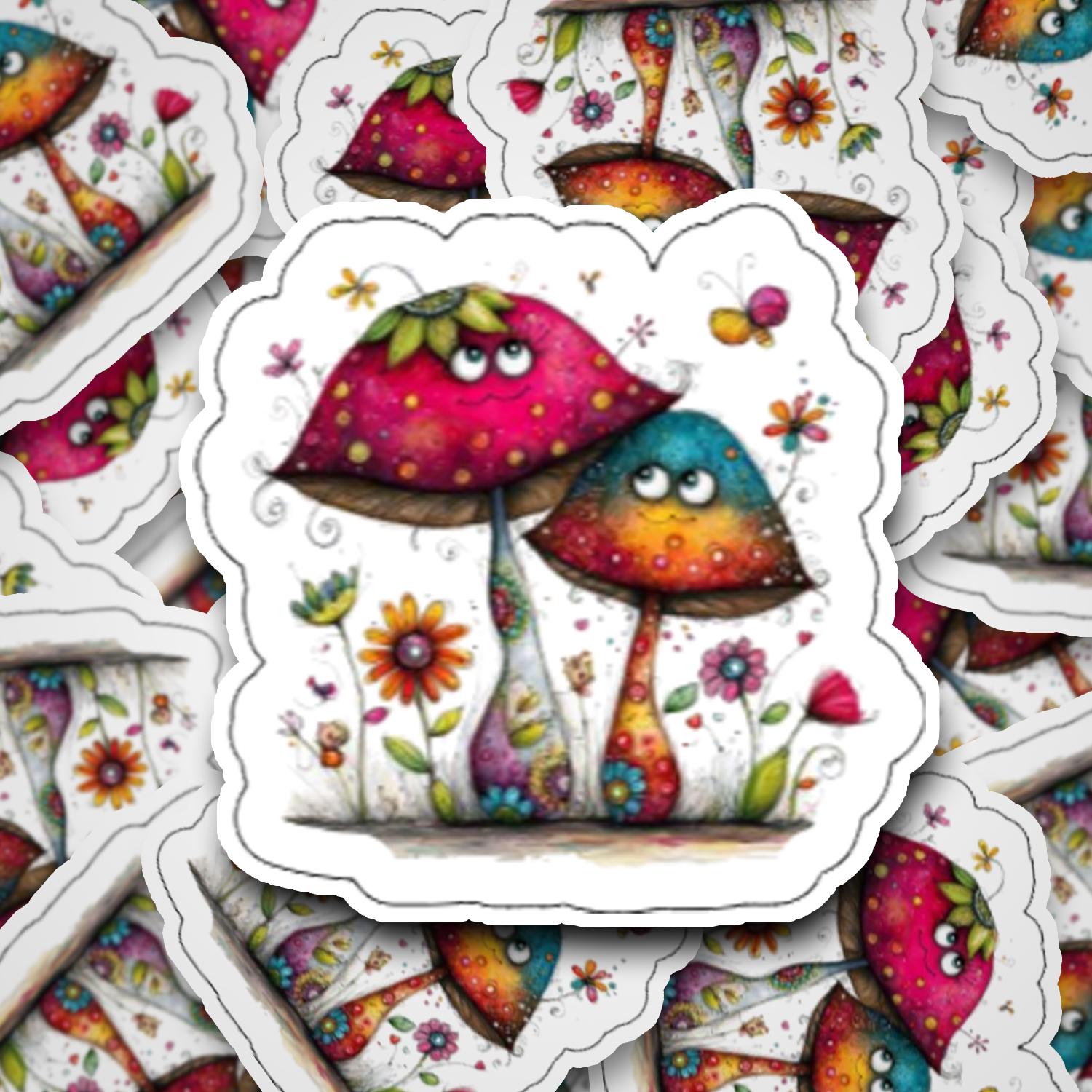 Stickers - Laminated (10 Designs) - Mushrooms - Fungus - Fungi - Happy ...