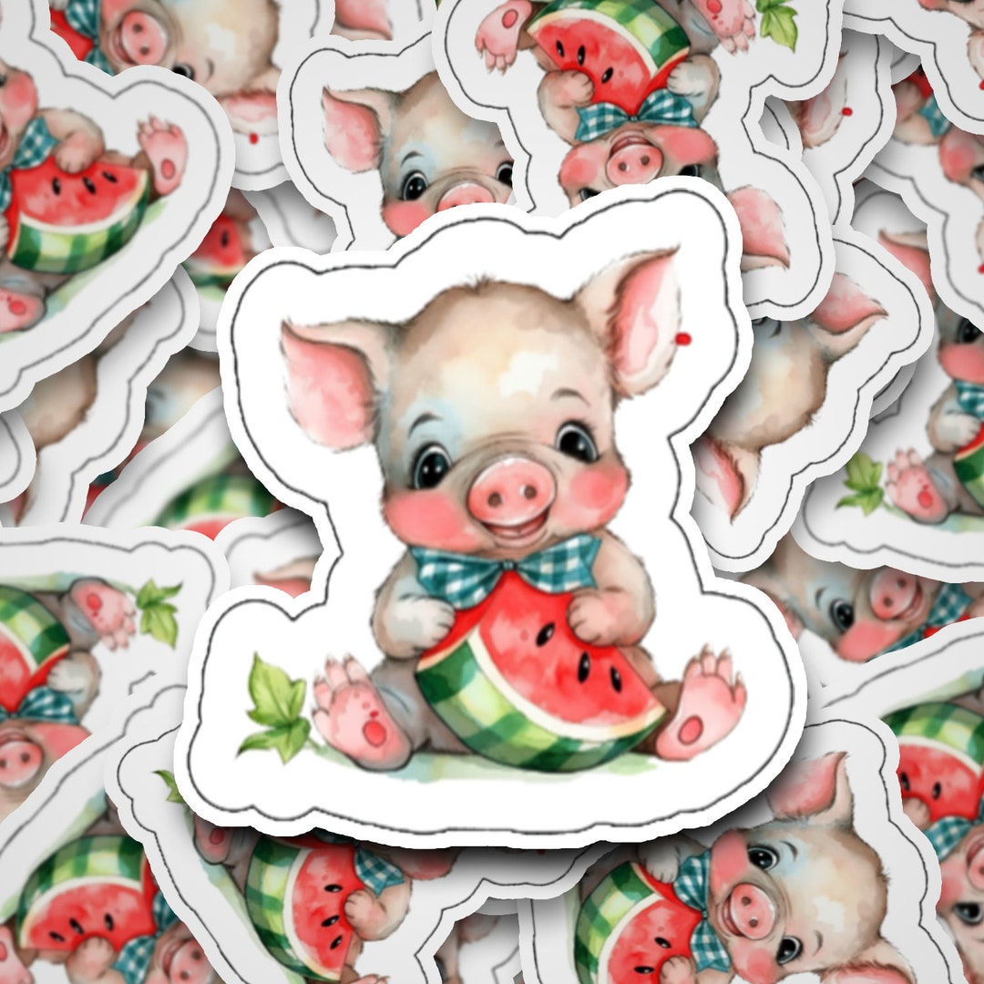 Stickers - Laminated - (6 Designs) Piglets - Pigs - Watermelon - Cute ...