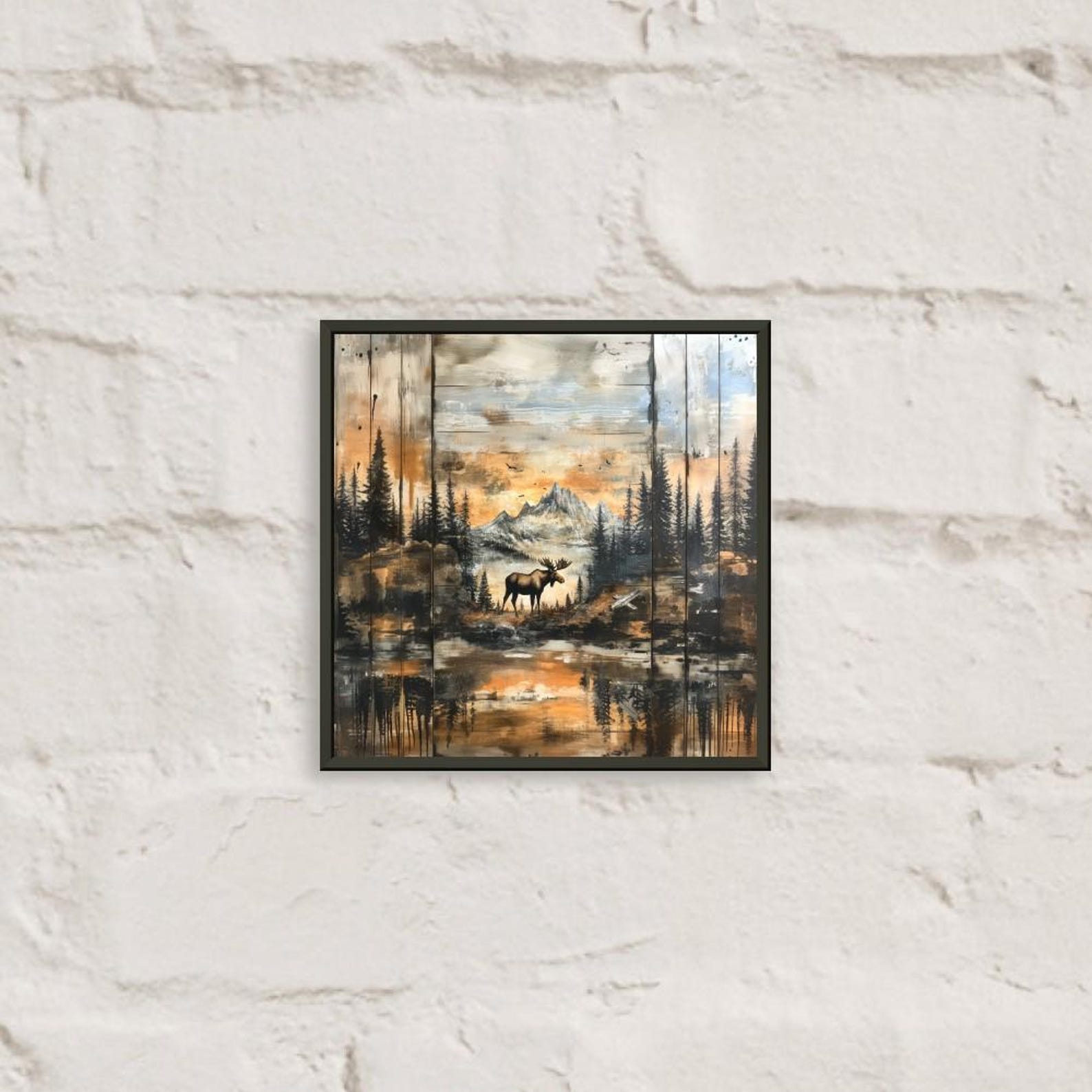 Rustic Wildlife Art, Moose Poster, Classic Matte Paper Metal Framed ...