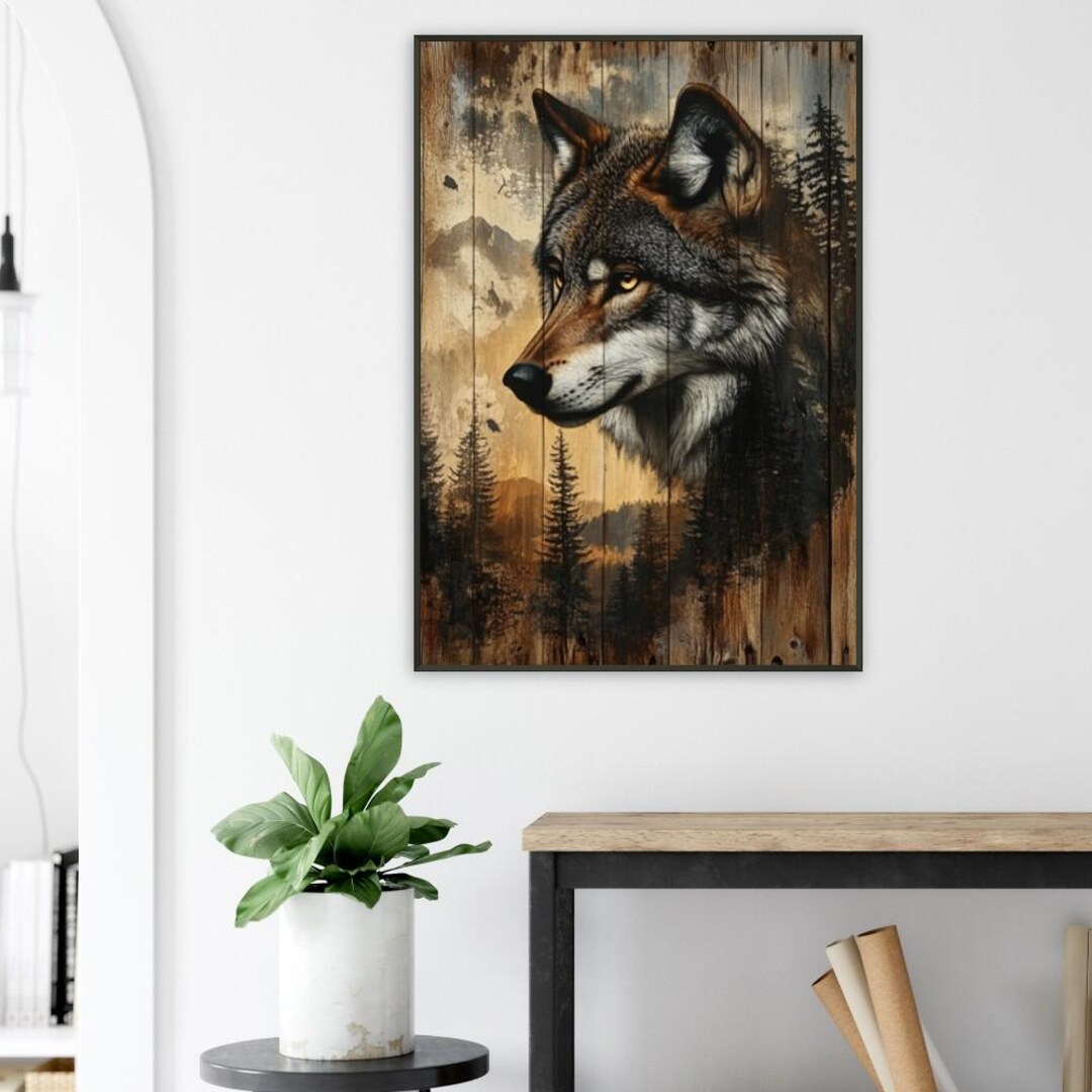 Rustic Wolf Poster in Aluminium Frame | Wildlife Decor | Nature ...