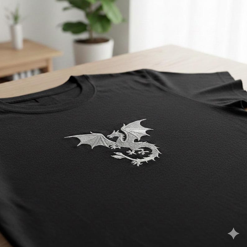 Flying Dragon Embroidery Design, Mythical Dragon Silhouette Stitch ...