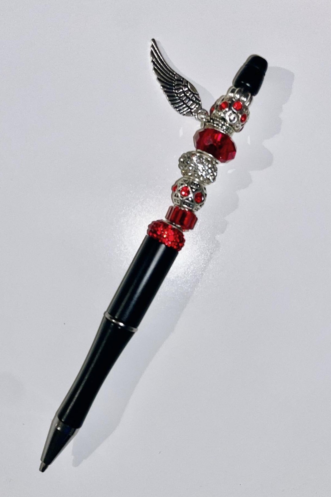 Tibetan Silver & Red Rhinestone Angel Wing Charm Pen for All Your ...