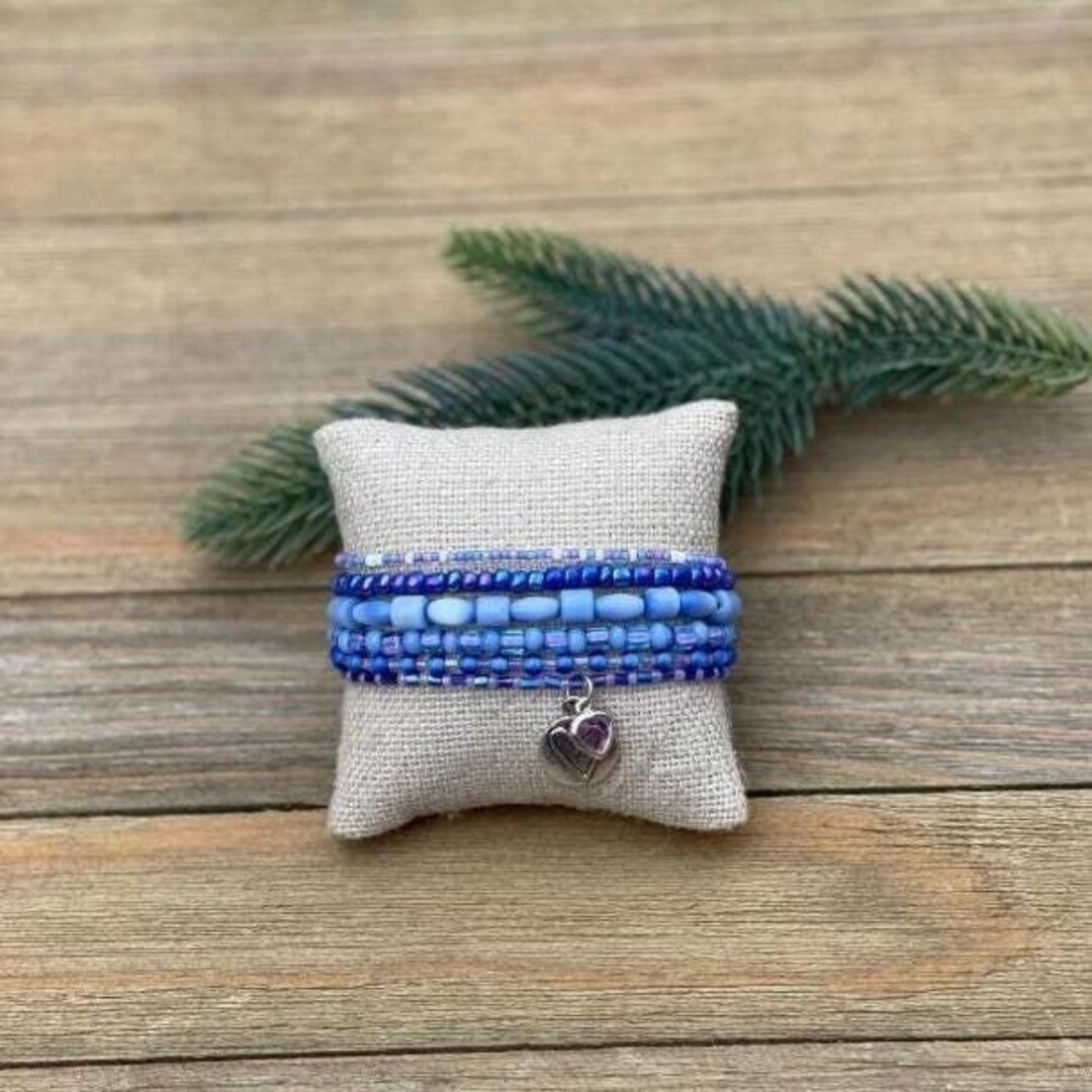 Upcycled Beaded Stretch Bracelet Set: Boho Stacking Bracelets - Etsy