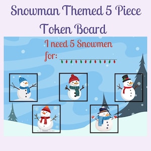 Snowman-themed Printable 5-piece Token Board-festive Print From Home ...