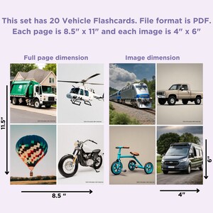 20 Vehicle Flash Cards Educational Cards for Kids and Teachers ...
