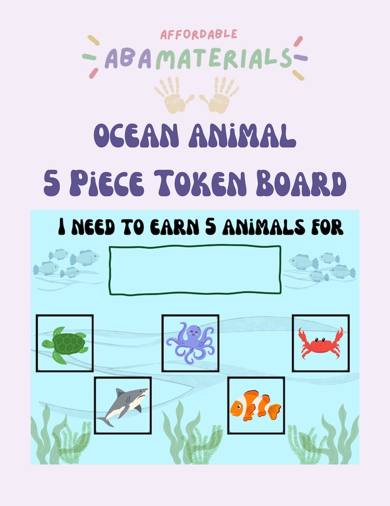 Ocean Animal Themed Token Board - Printable Fun and Functional Behavior ...