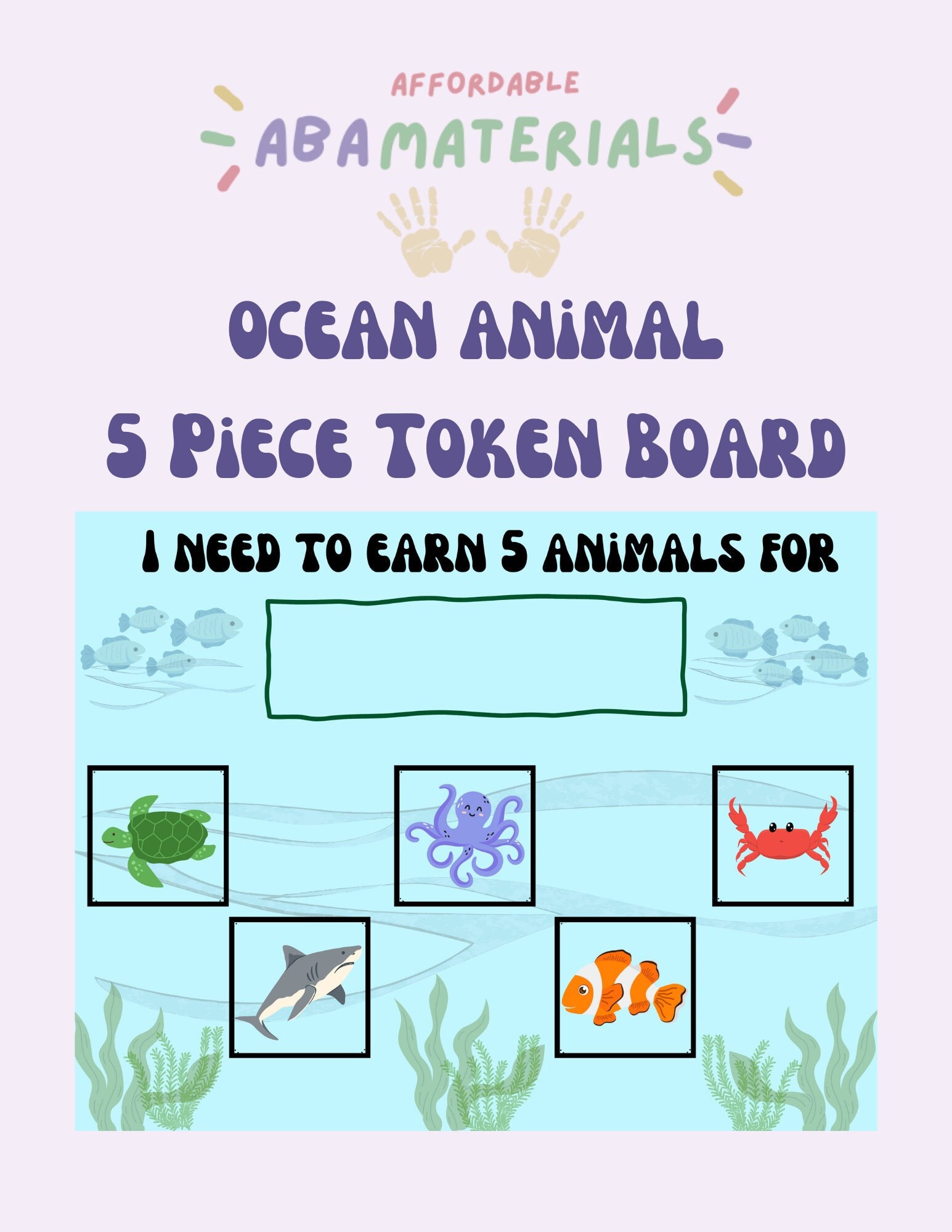 Ocean Animal Themed Token Board - Printable Fun and Functional Behavior ...