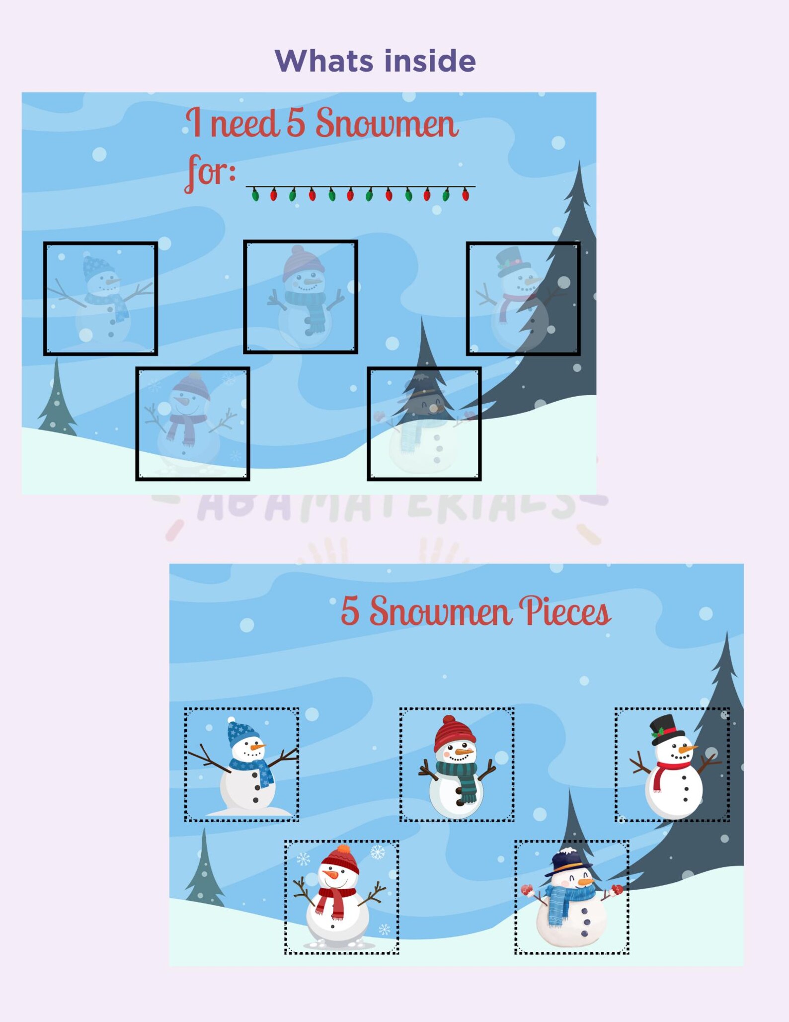 Snowman-themed Printable 5-piece Token Board-festive Print From Home ...