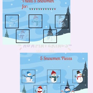 Snowman-themed Printable 5-piece Token Board-festive Print From Home ...