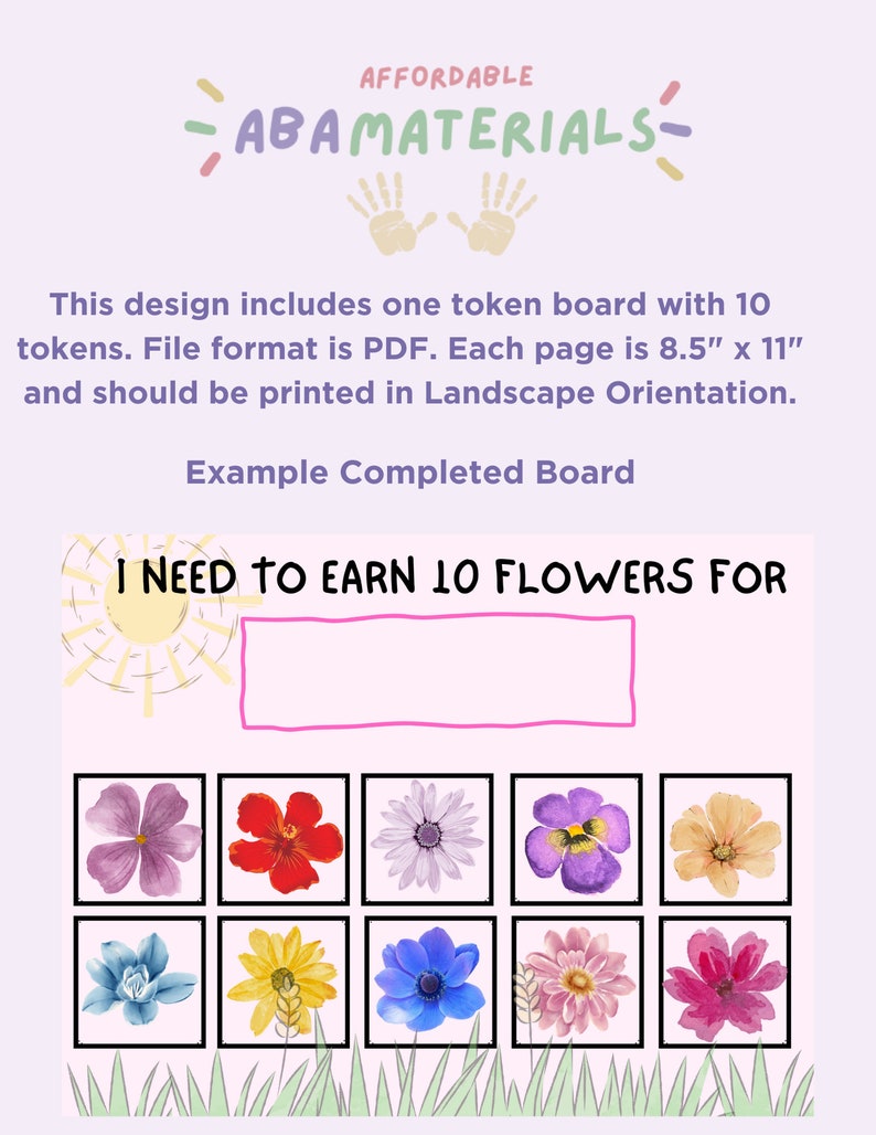 Printable Spring Flower Token Board- 10 Piece Token Economy System ...