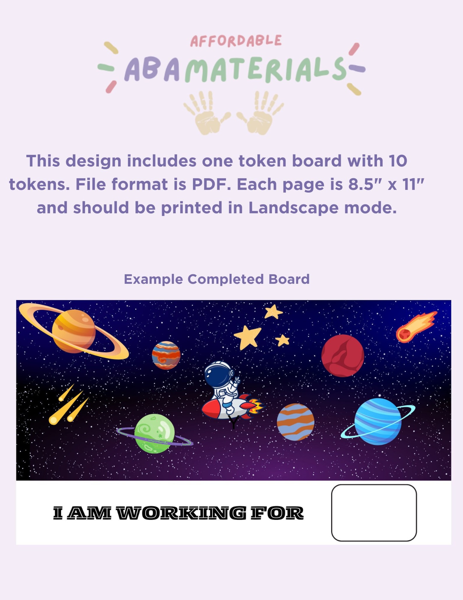 Space Themed Token Board Token Economy Token System Reinforcement Board ...