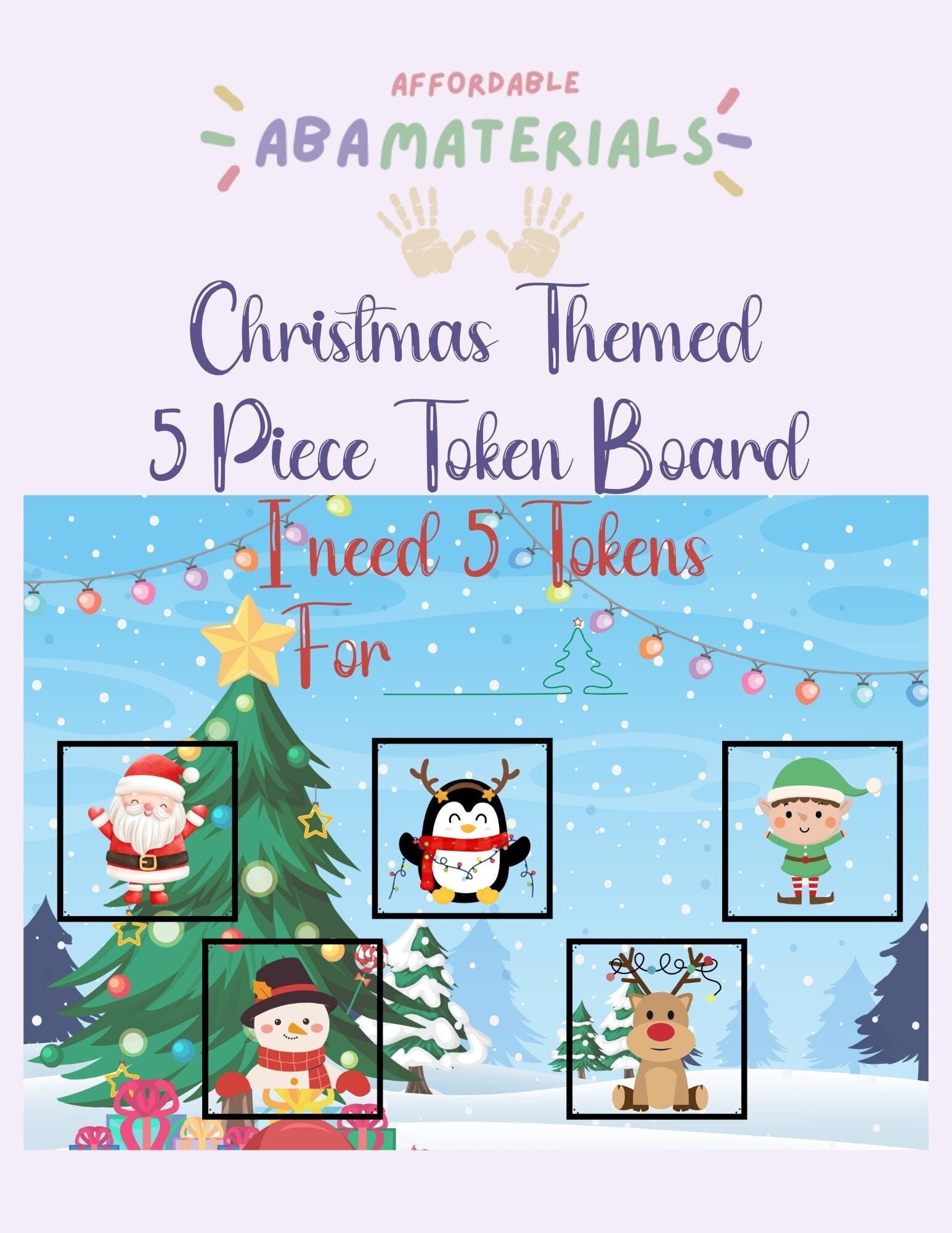 Printable Christmas Themed Token Economy- 5 Piece Token Board Holiday ...