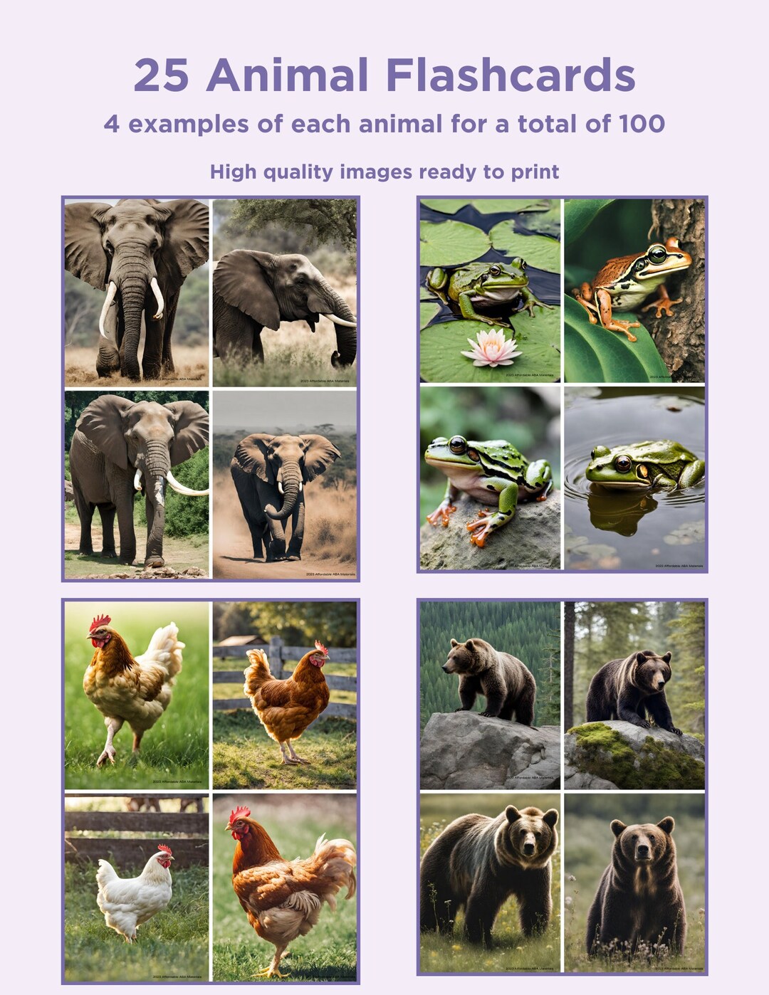 25 Animals Flashcards - Printable Flashcards for Education, Enhance ...