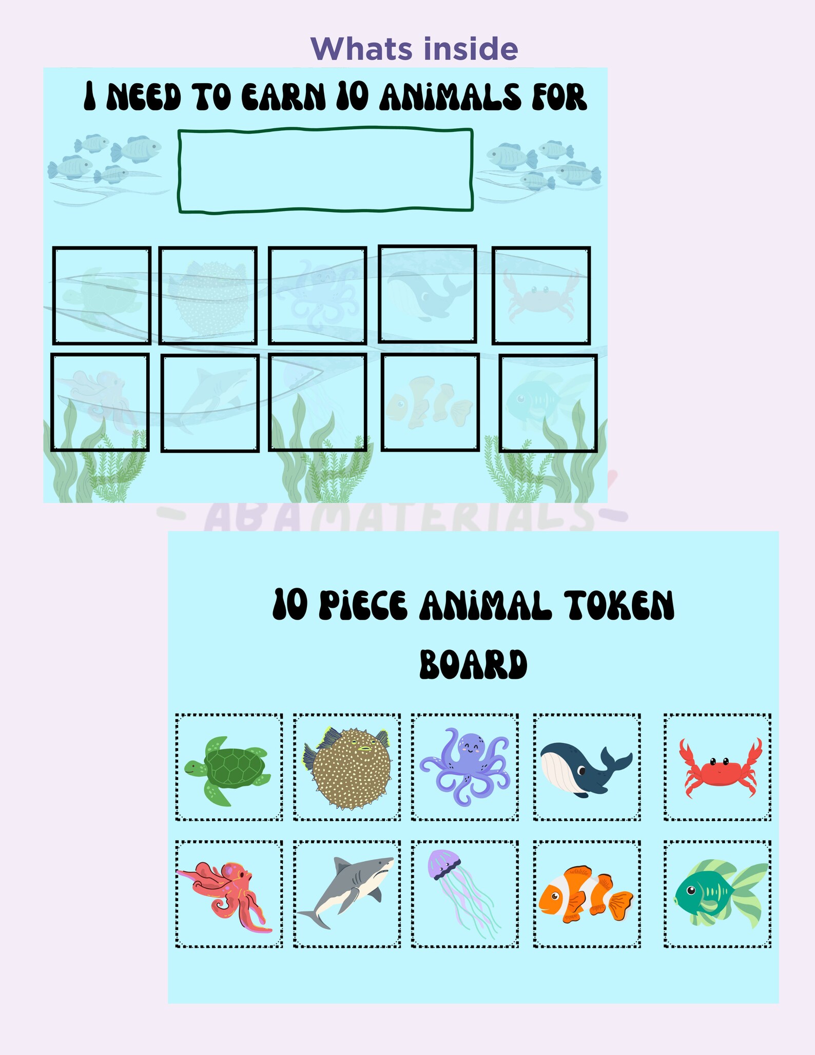 Adorable Ocean Animal Token Board for Kids - Printable Behavior Reward ...