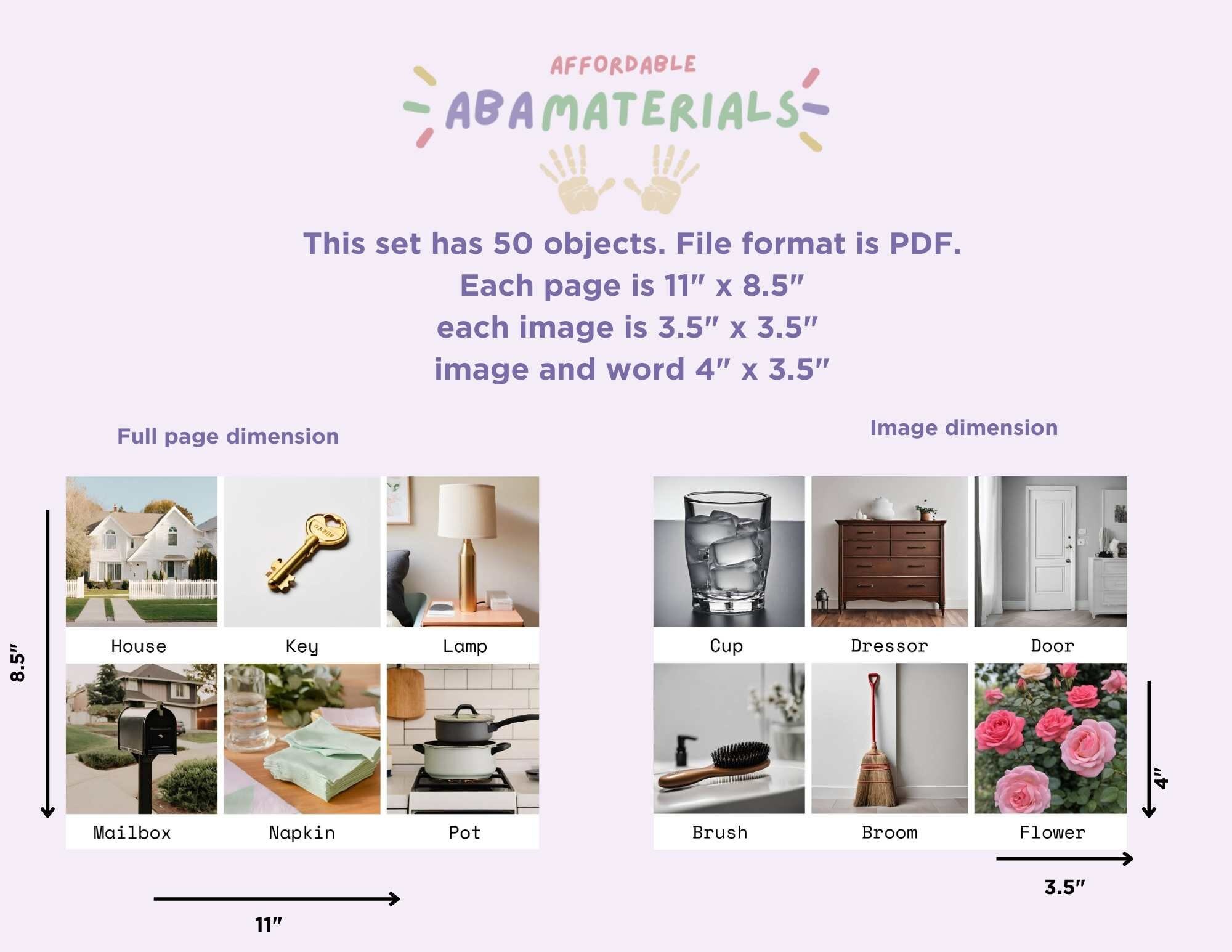 Educational 50 Common Object Flashcards Set With Pictures and Words ...