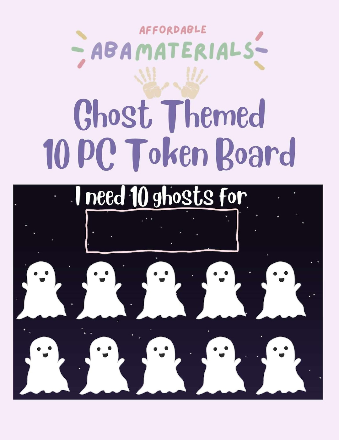 Cute Ghost Printable 10 Pc Token Economy System Halloween Themed PDF ...
