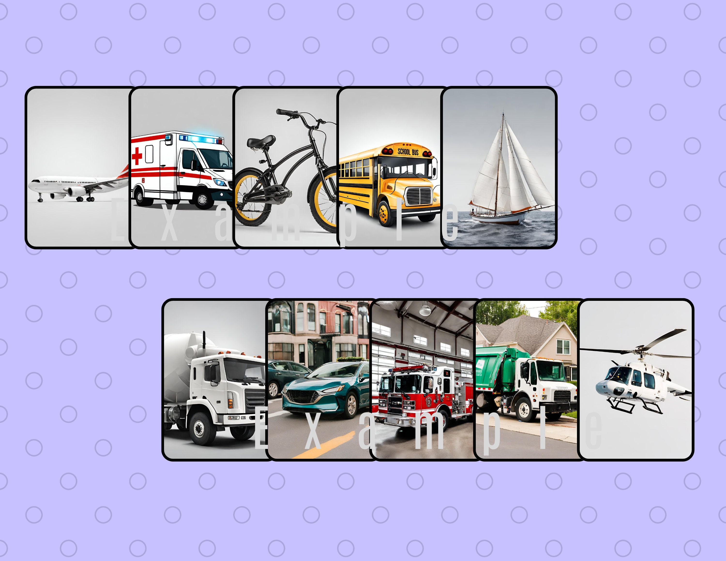 20 Vehicle Flash Cards Educational Cards for Kids and Teachers ...