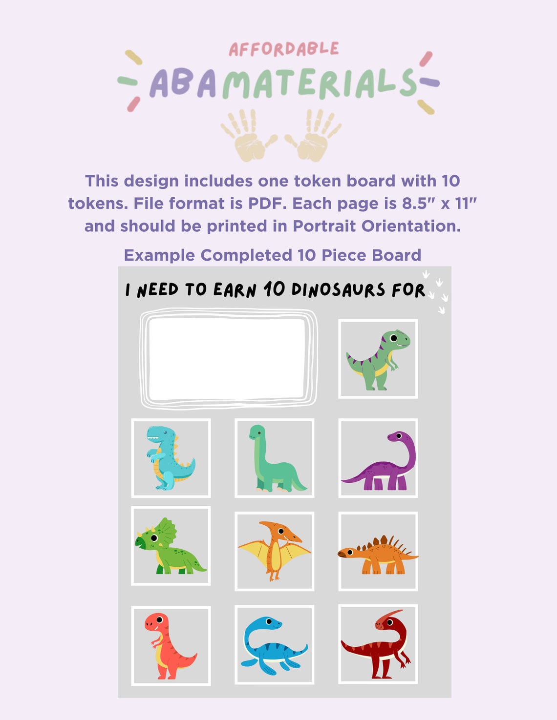 Dinosaur Themed Token Board, Token Economy Token System Reward Board ...