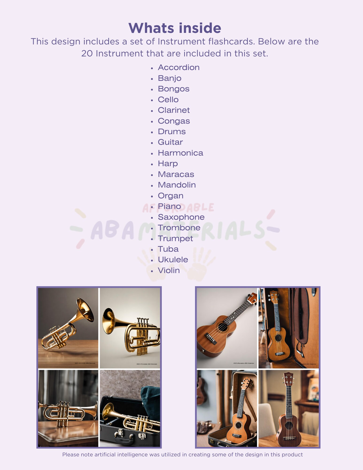 Musical Instrument Printable Flashcards- 20 Picture Cards of ...