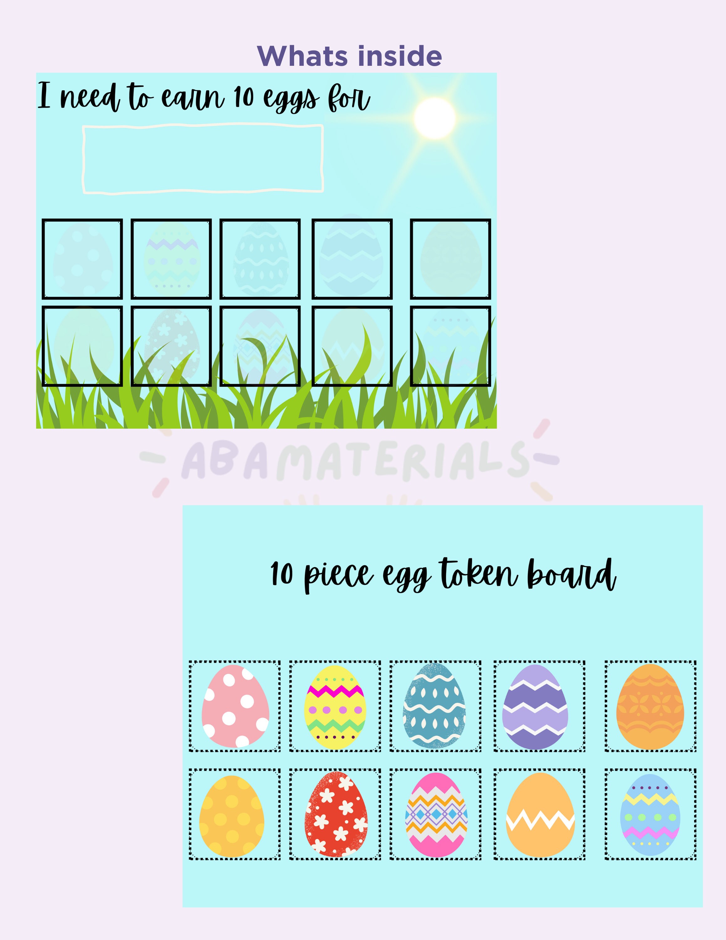 Colorful Easter Egg 10 Piece Print at Home Token Board for Behavior ...