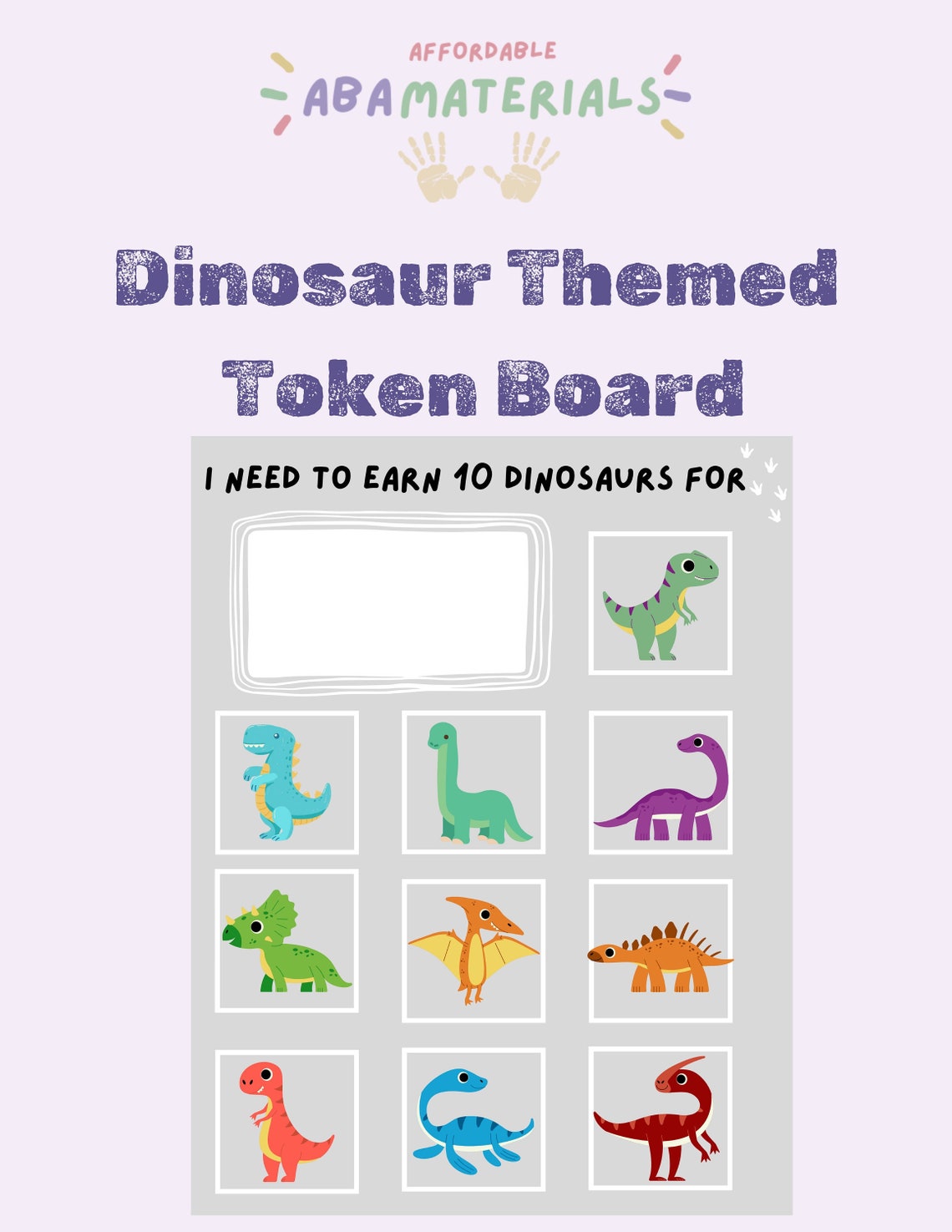 Dinosaur Themed Token Board, Token Economy Token System Reward Board ...