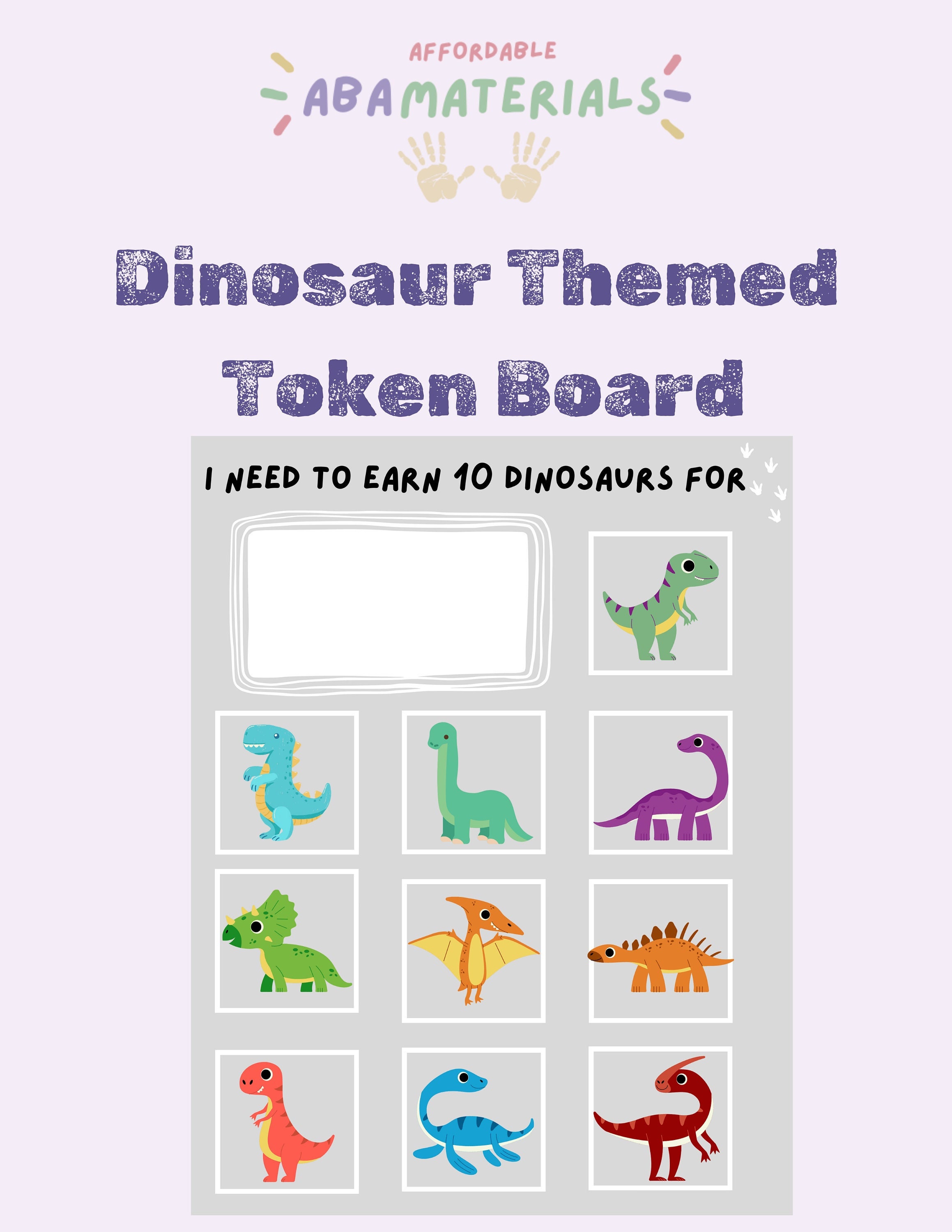 Dinosaur Themed Token Board, Token Economy Token System Reward Board ...