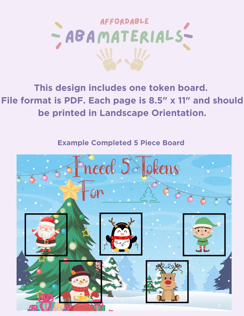 Printable Christmas Themed Token Economy 5 Piece Token Board Holiday ...