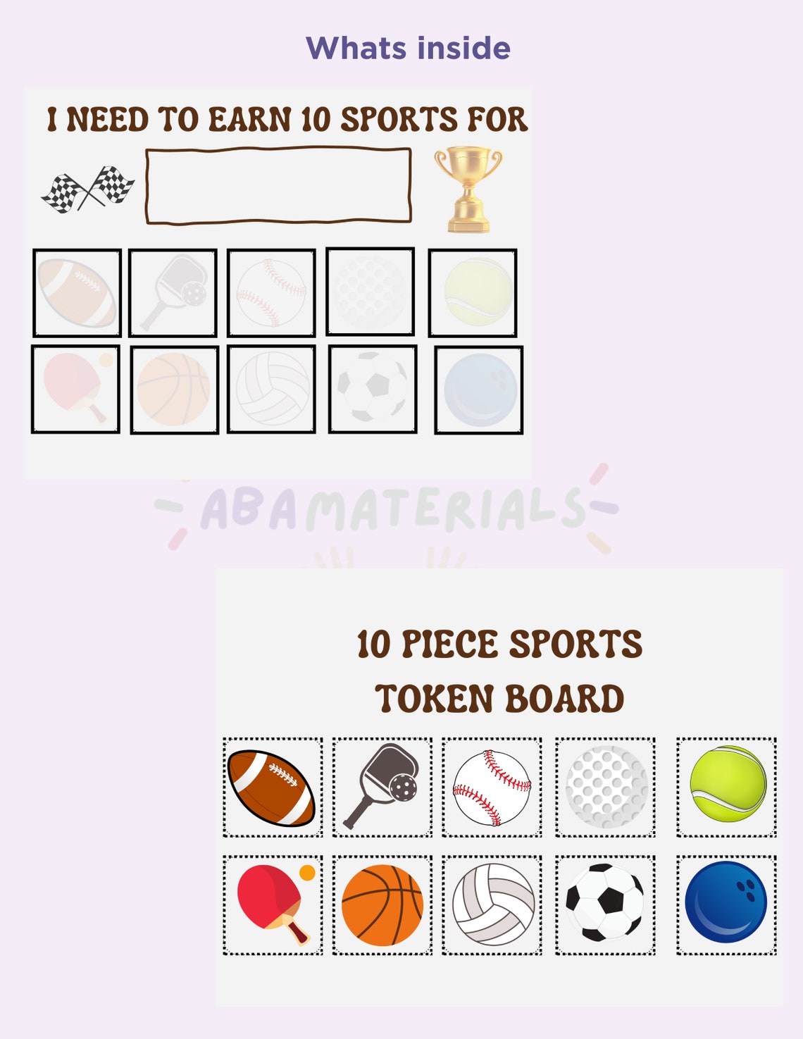Sports Themed Behavior Reward Chart- Printable Athletic Themed Token ...