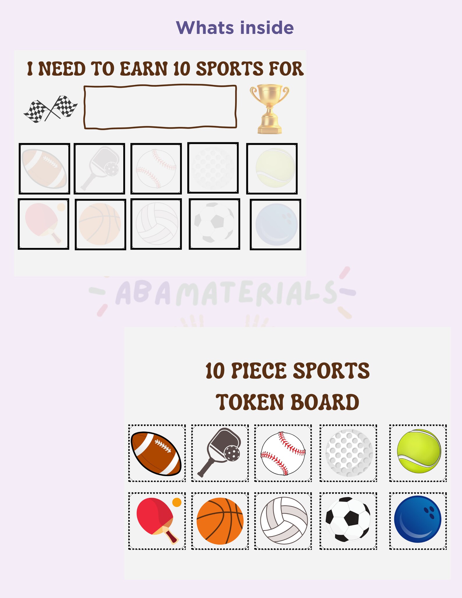 Sports Themed Behavior Reward Chart- Printable Athletic Themed Token ...