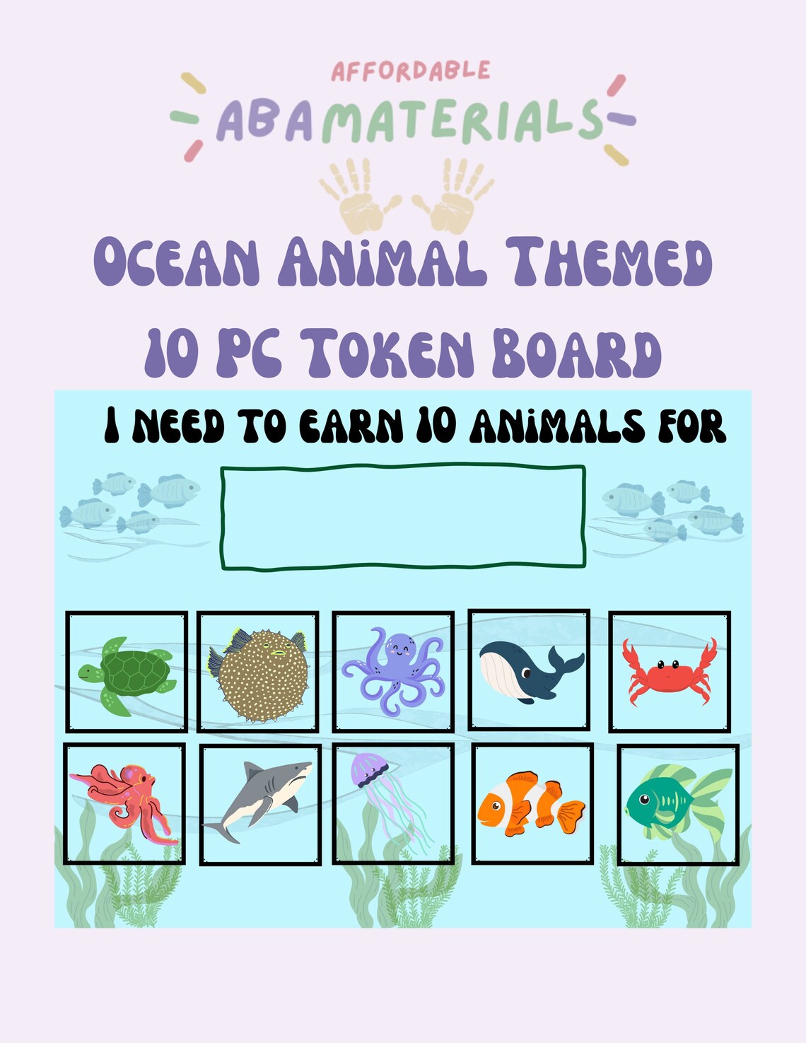 Adorable Ocean Animal Token Board for Kids - Printable Behavior Reward ...