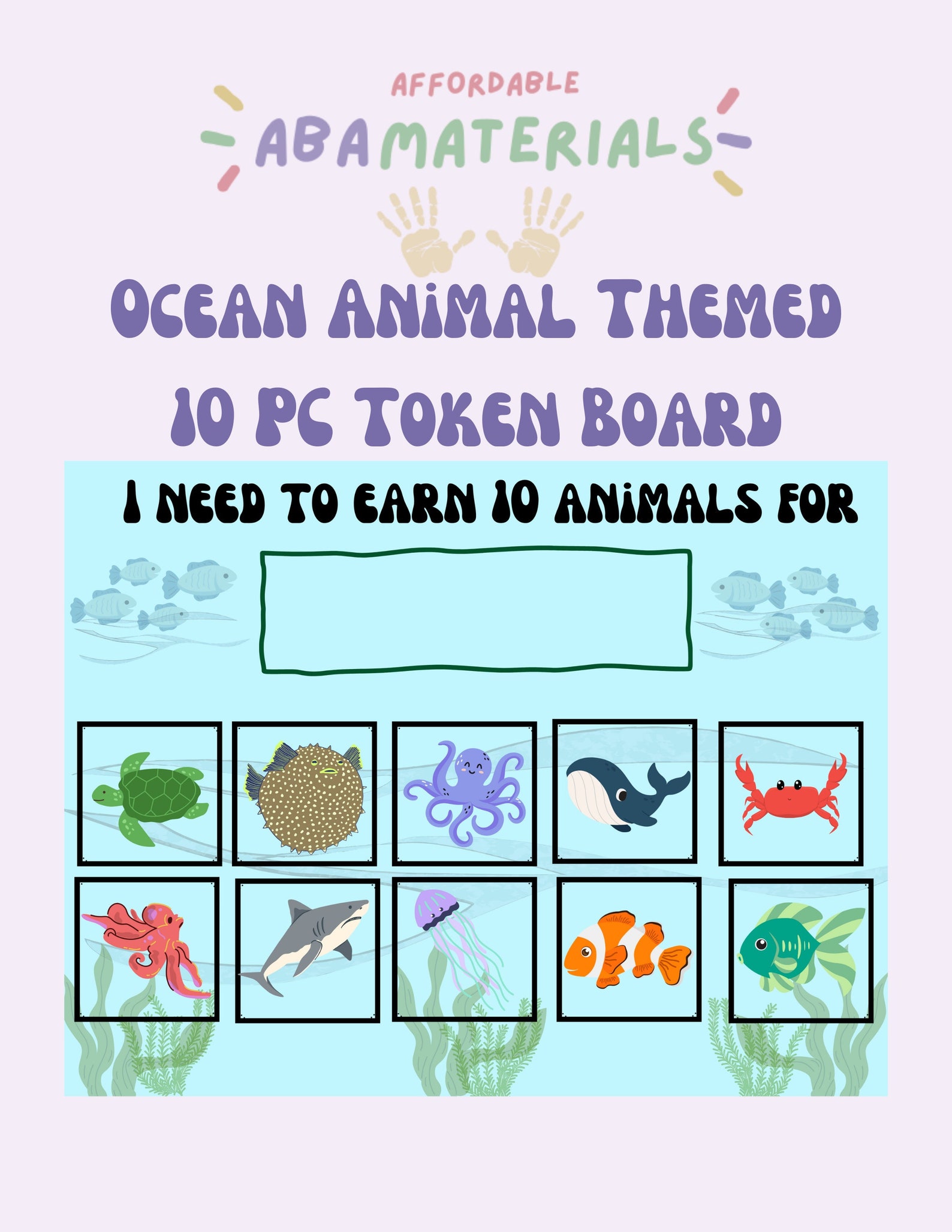 Adorable Ocean Animal Token Board for Kids - Printable Behavior Reward ...