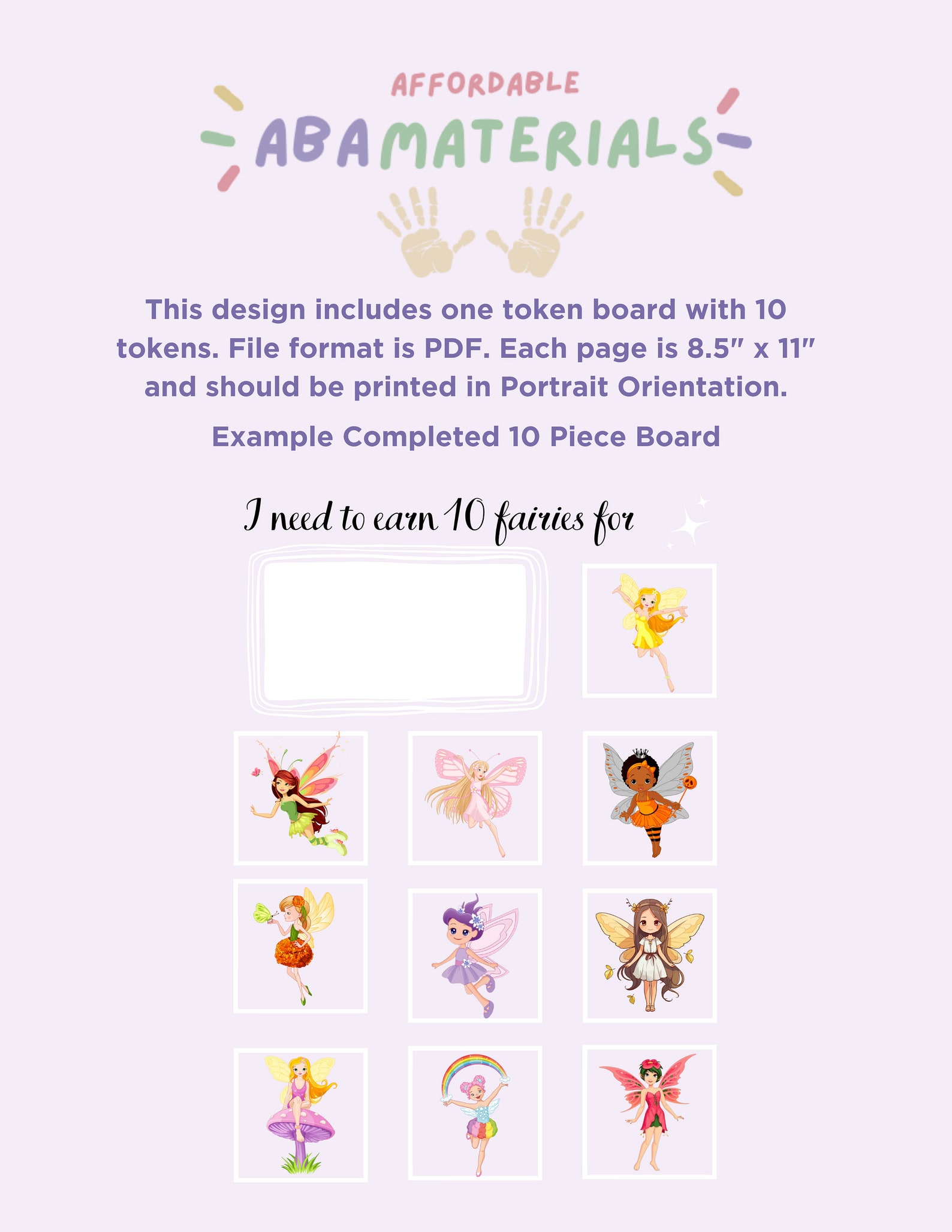 Fairy Themed Token Board, Token Economy Token System Reward Board ...