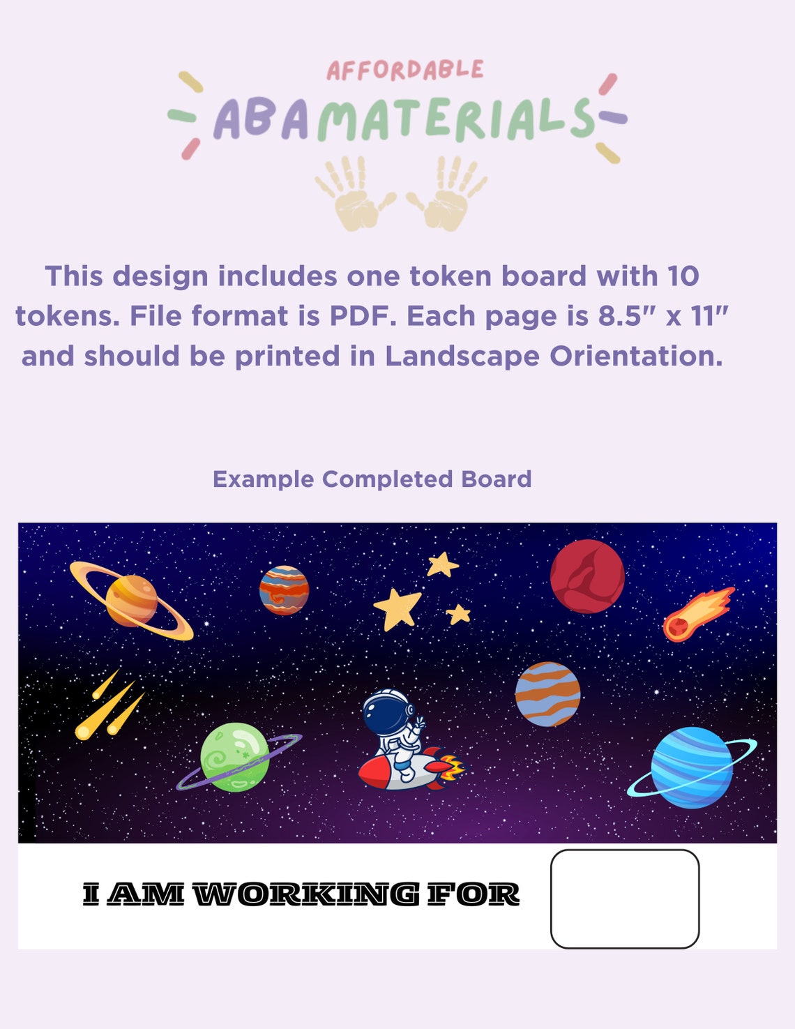 Space Themed Token Board, Token Economy Token System Reward Board ...