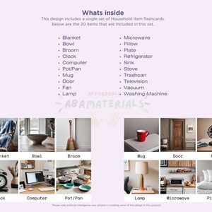 Household Item Printable Flash Cards-20 Real Images of Household Items ...