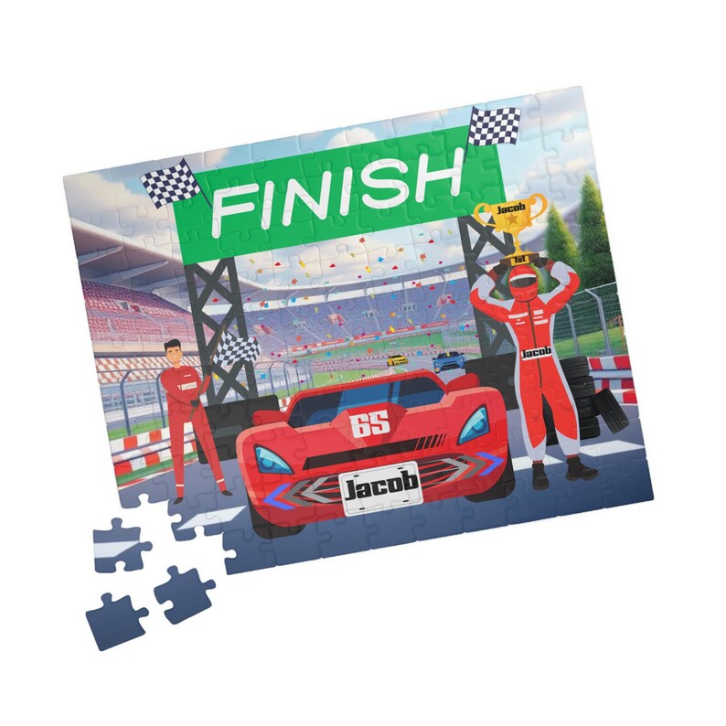 Personalized Racecar Speedway Puzzle - 110-piece Custom Name Kids ...