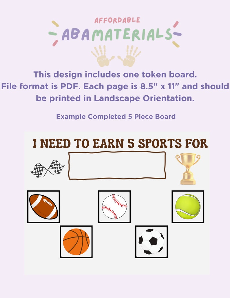Printable Sports Themed Token Board - Athletic Behavior Reward System ...