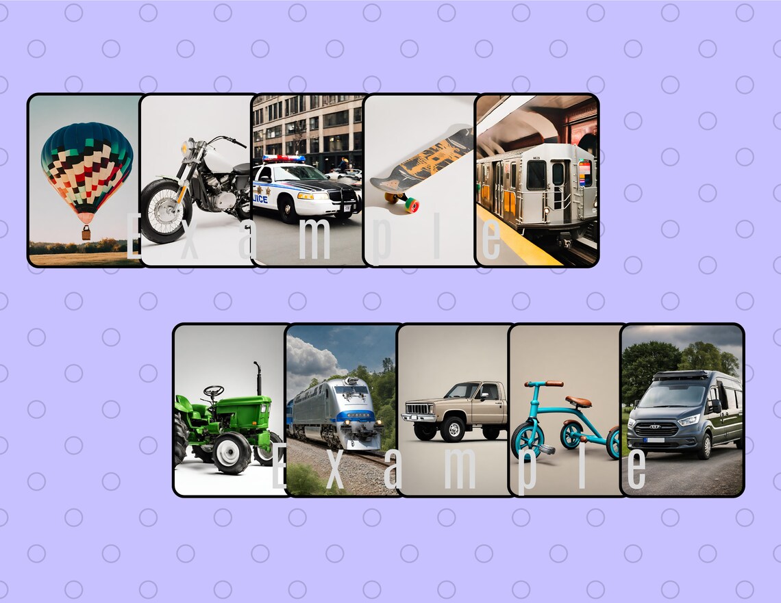 20 Vehicle Flash Cards Educational Cards for Kids and Teachers ...