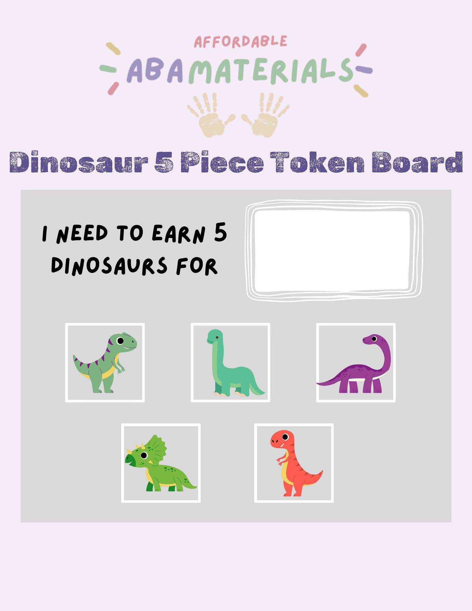 Dinosaur Themed Token Board, Token Economy Token System Reward Board ...
