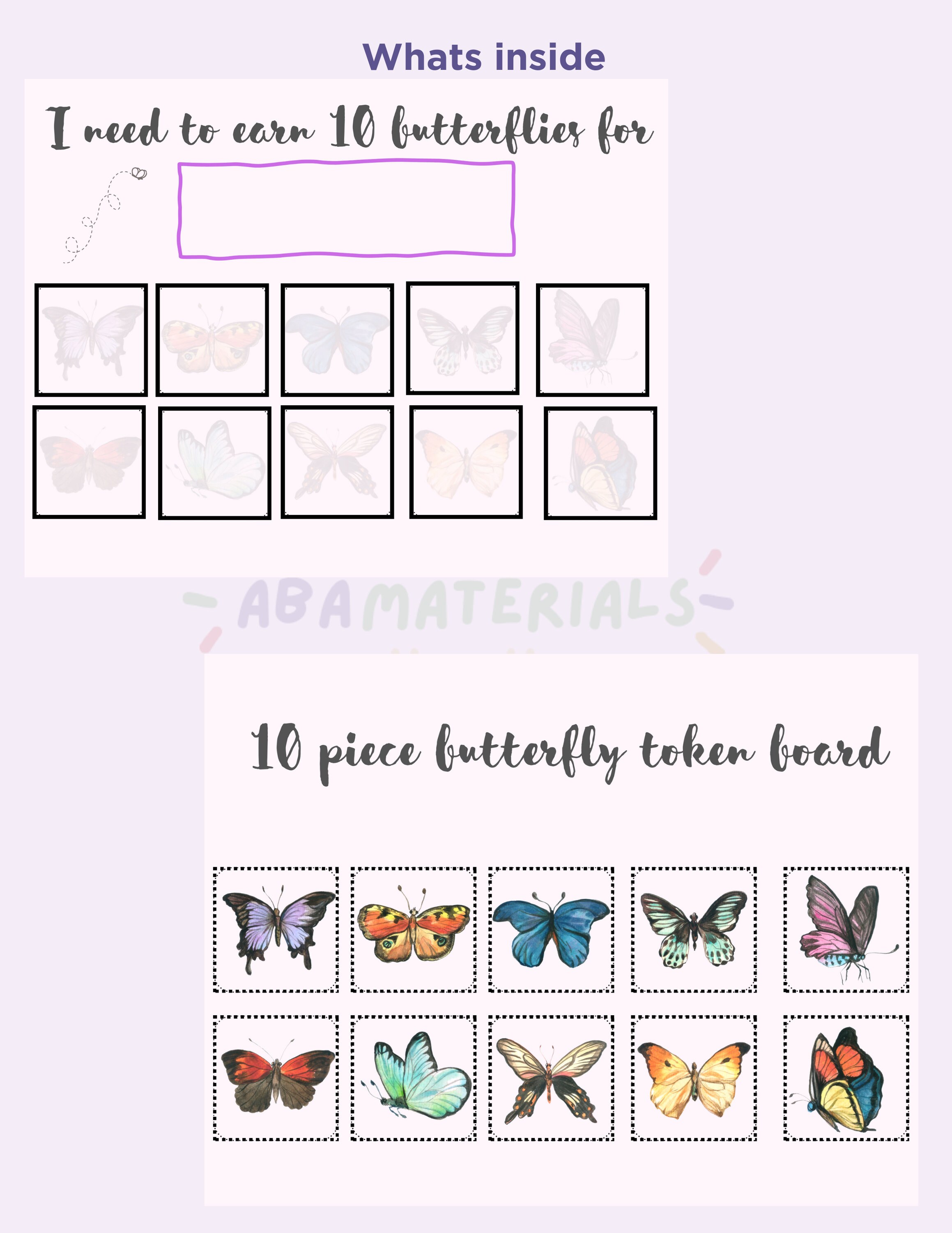 Printable Springtime Behavior Reward Chart Butterfly Themed Token Board ...
