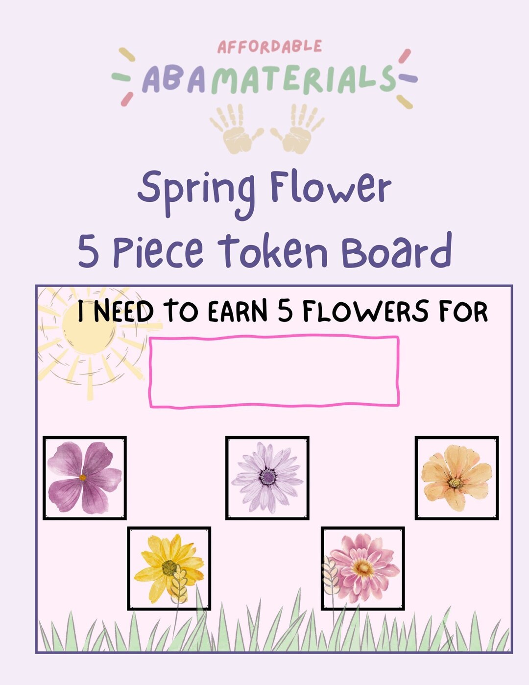 5 Piece Printable Spring Flower Token Board Cute Reward Chart I'm ...