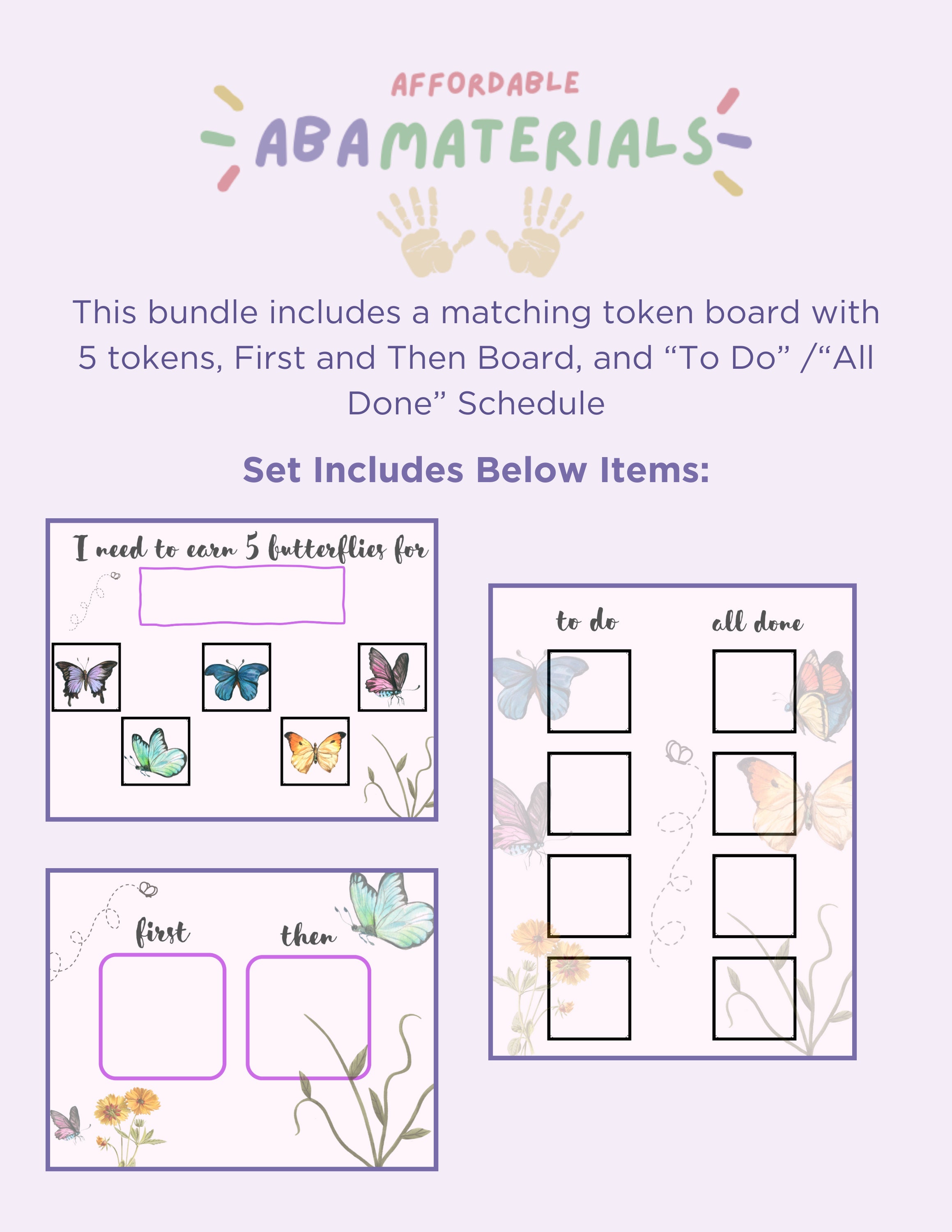 Cute Butterfly Themed MEGA Bundle: Printable First - Then Board ...