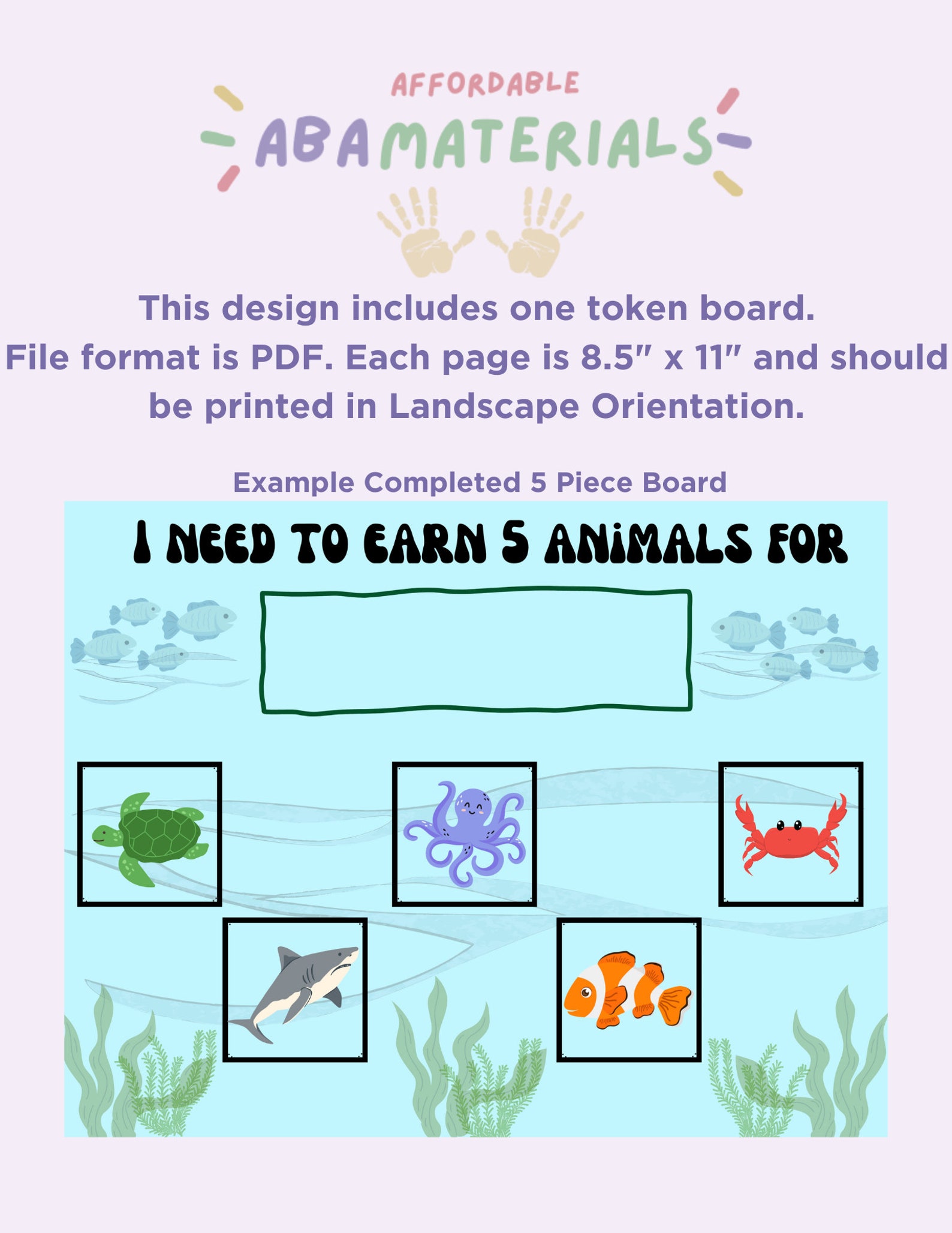 Ocean Animal Themed Token Board - Printable Fun and Functional Behavior ...