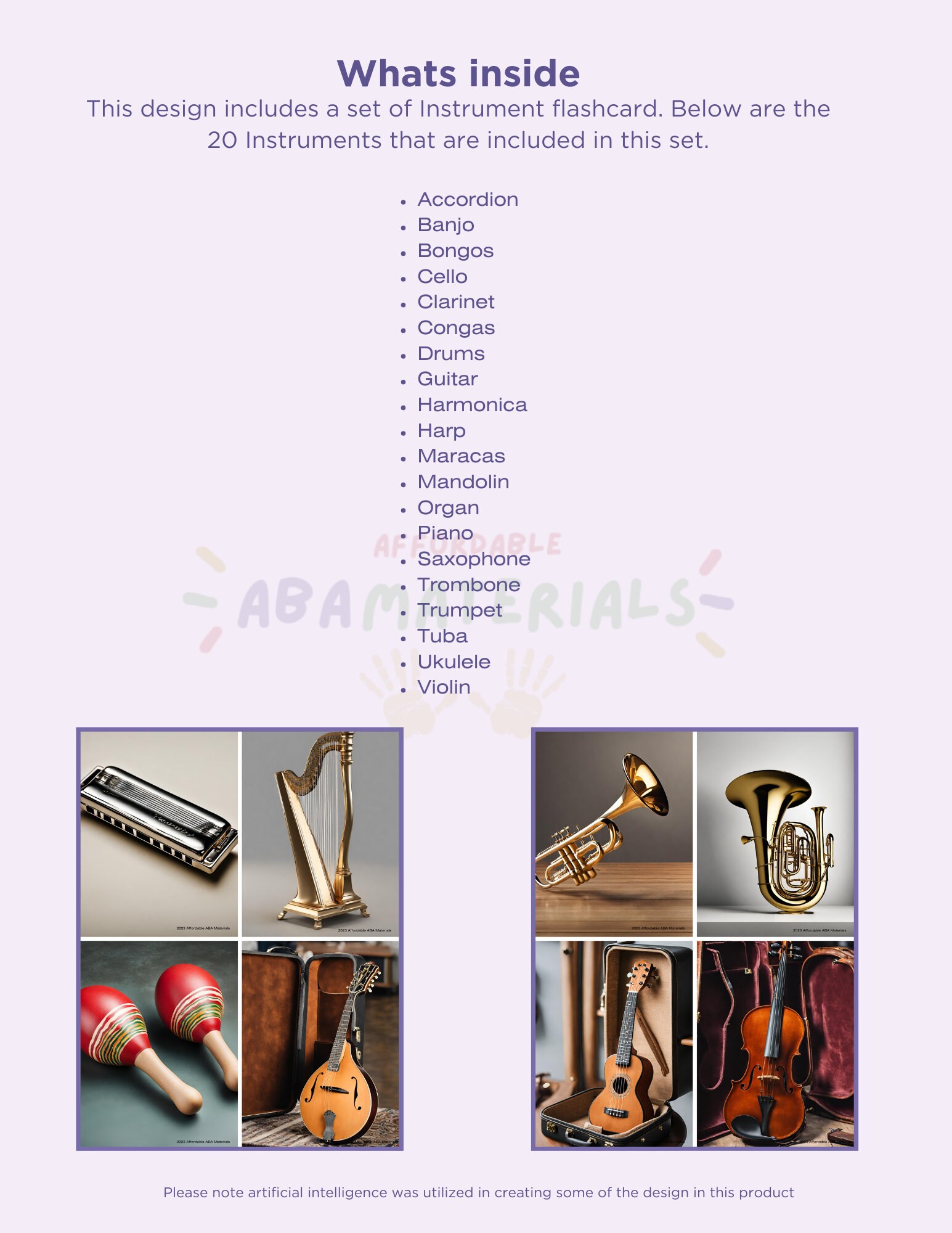 20 Musical Instrument Printable Flashcard Set- Perfect Flashcards for ...