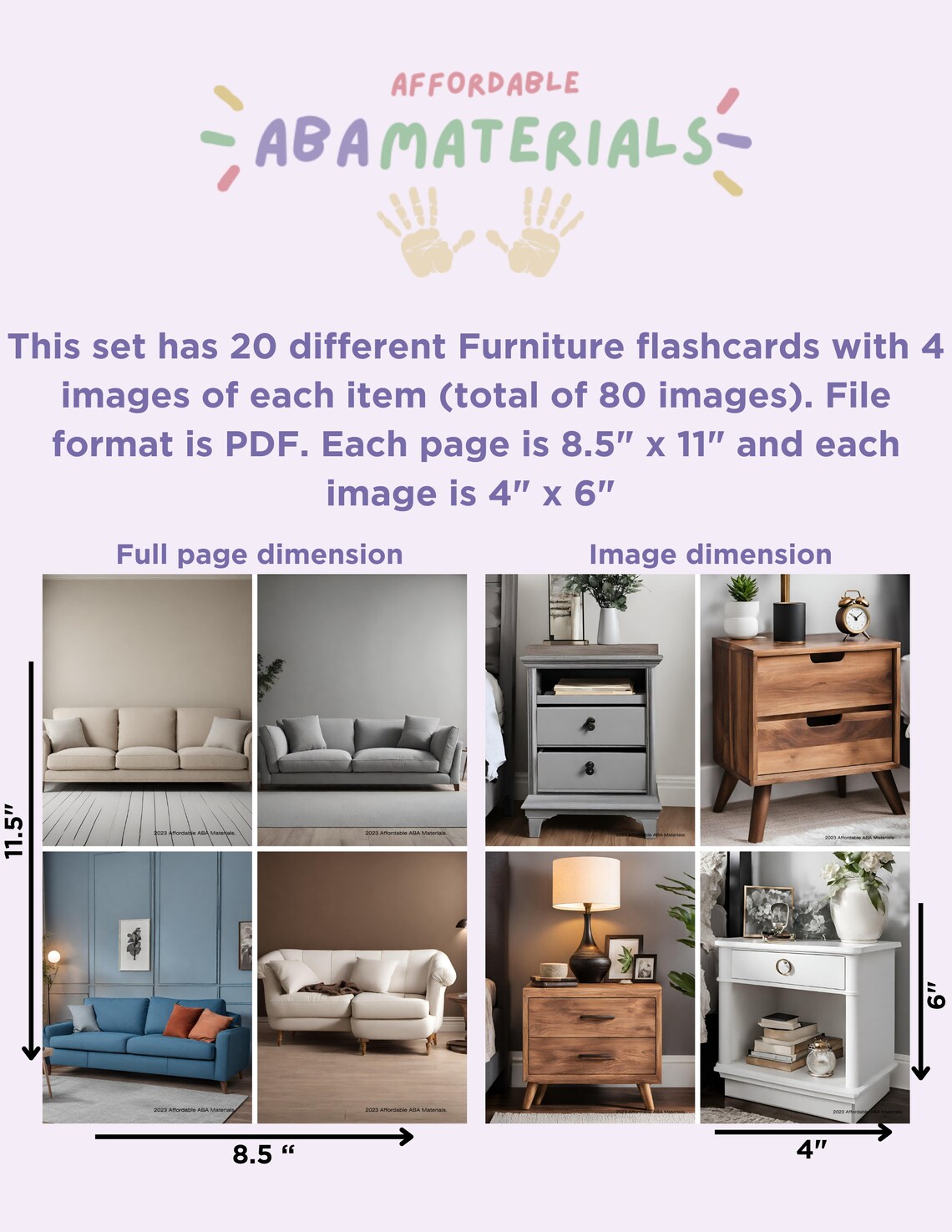 Furniture Printable Flashcards - 20 Furniture Flashcards for Kids Print ...