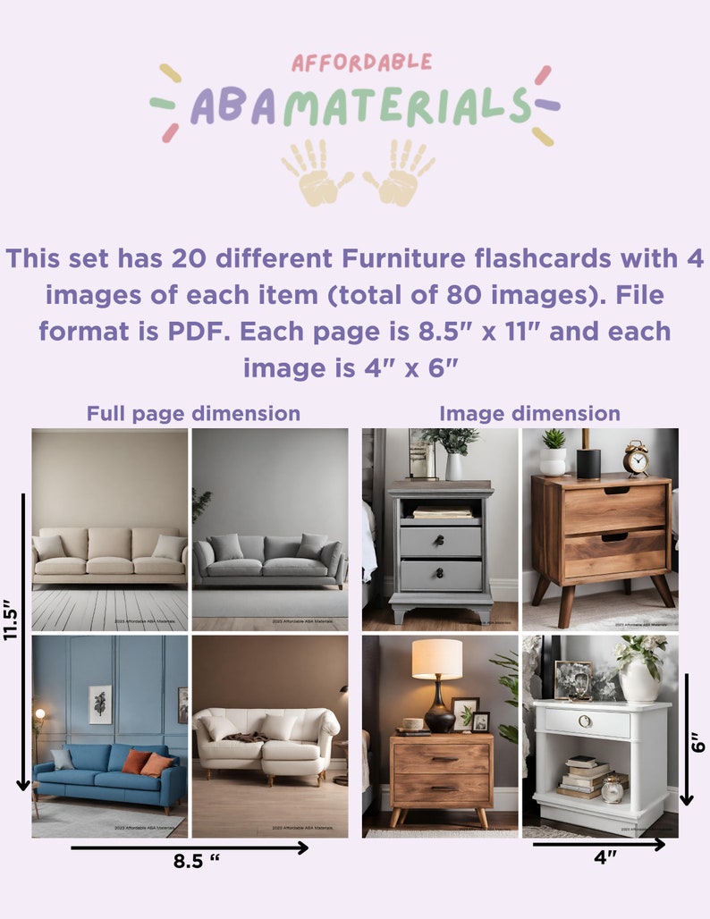 Furniture Printable Flashcards - 20 Furniture Flashcards for Kids Print ...
