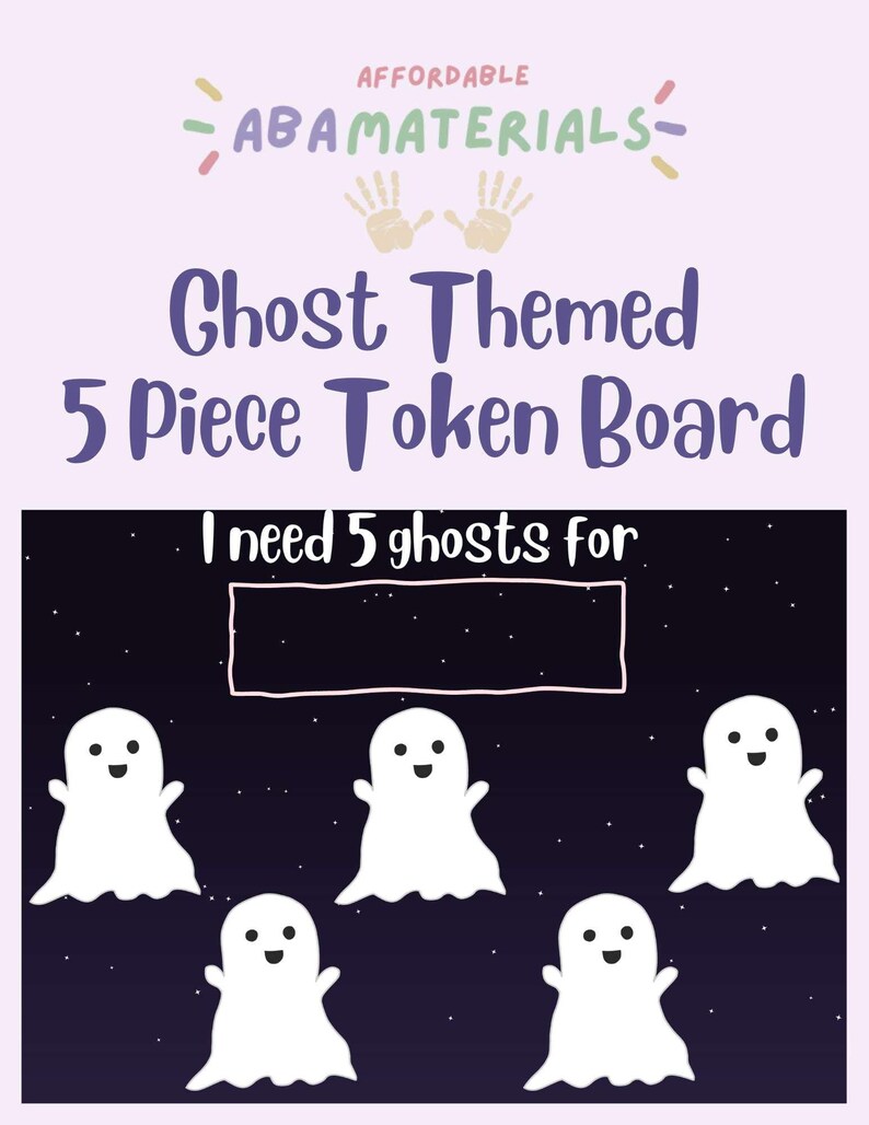 Halloween Ghost Themed Printable Token Board 5 Pieces- Cute Ghost Print ...