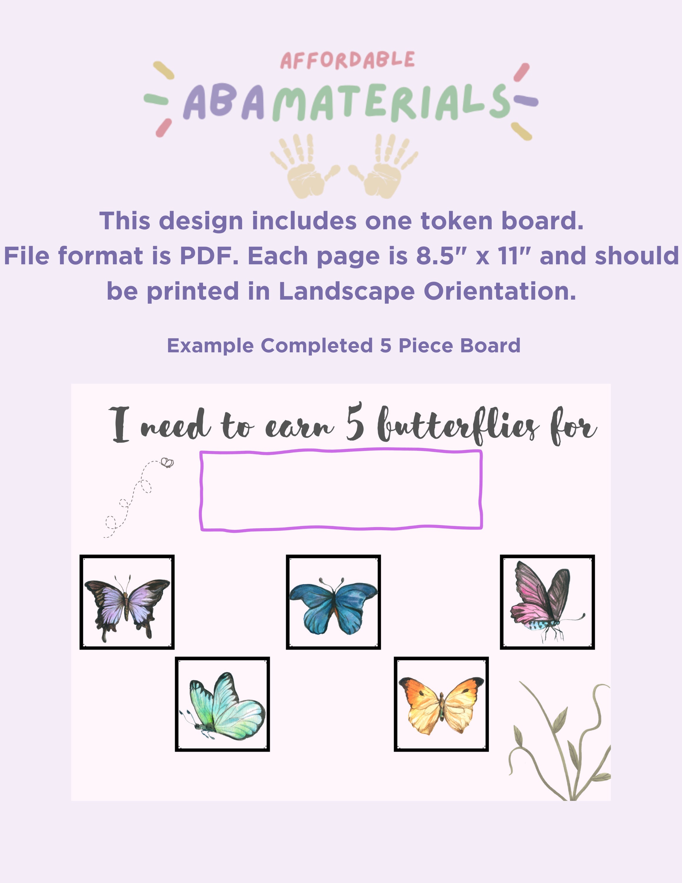Butterfly Themed Token Board - Printable Springtime Behavior Reward ...