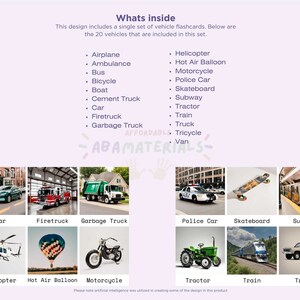 20 Printable Vehicle Flashcards With Words - Perfect for Toddler and ...