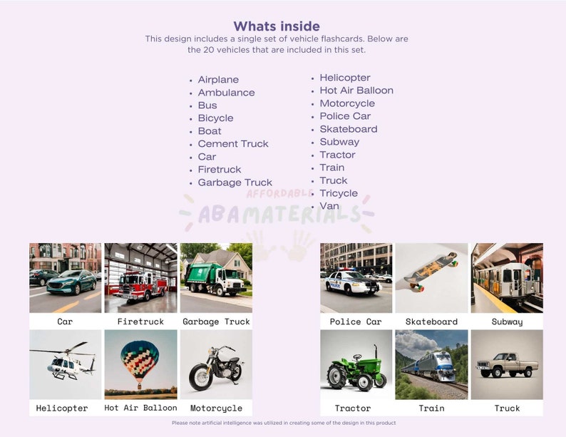 20 Printable Vehicle Flashcards With Words - Perfect for Toddler and ...