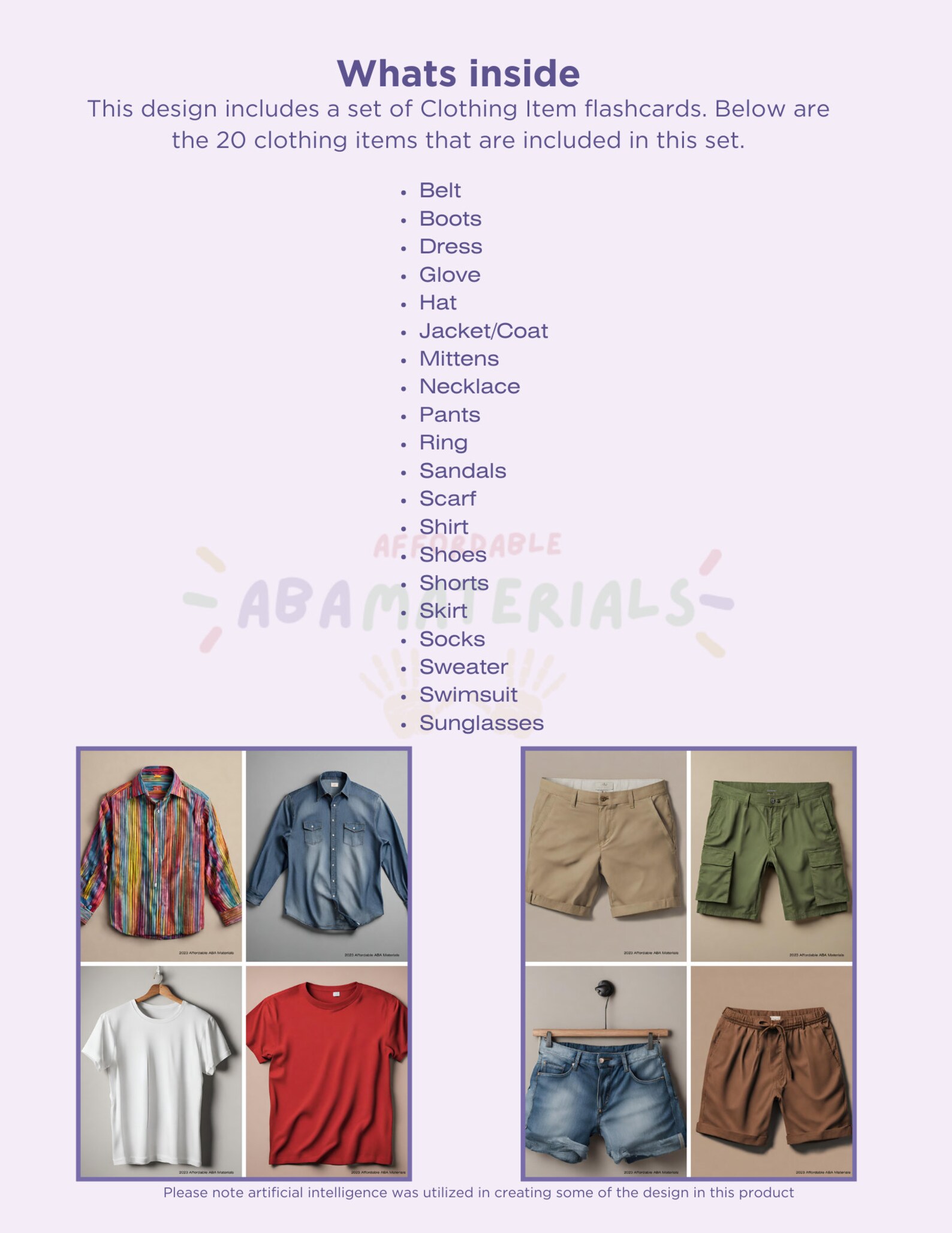 20 Cute Clothes Printable Flashcards - Flashcards for Kids and Teachers ...